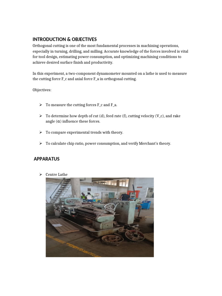 Measuring Forces in Orthogonal Cutting | PDF | Force | Machining