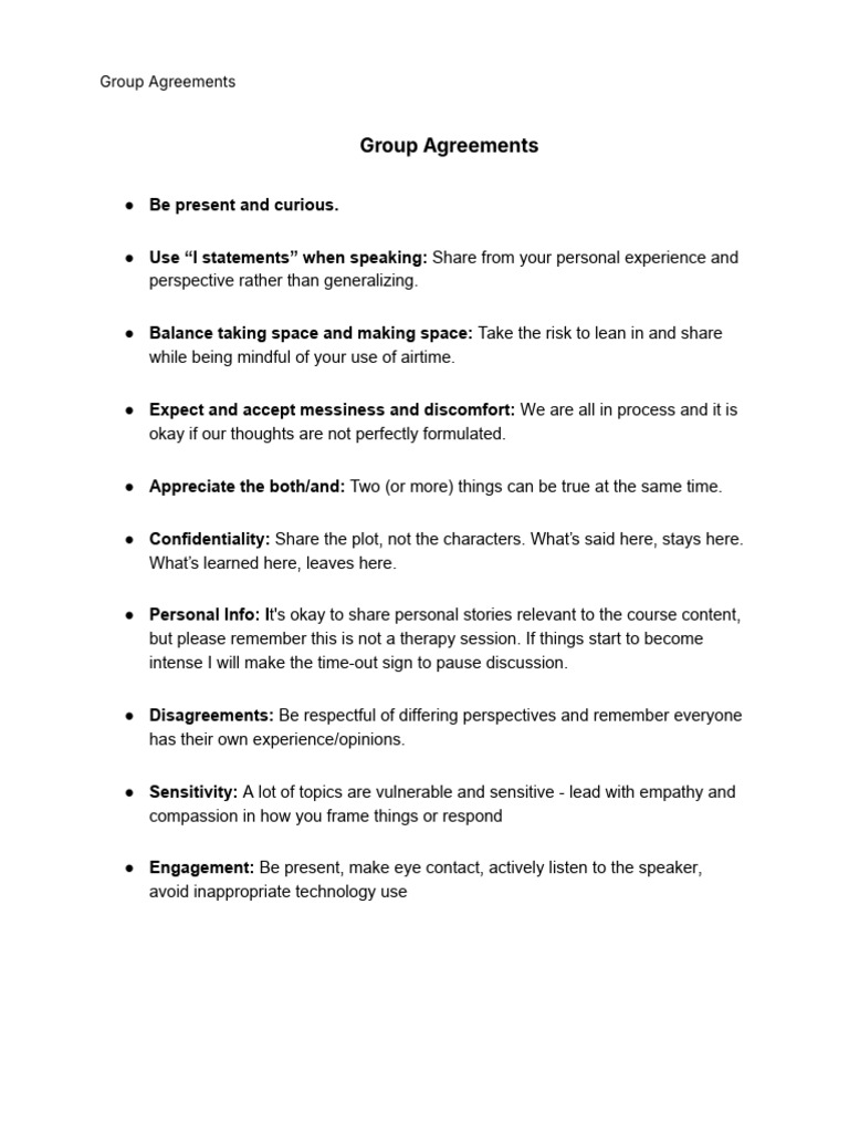 Effective Group Agreements Guidelines | PDF