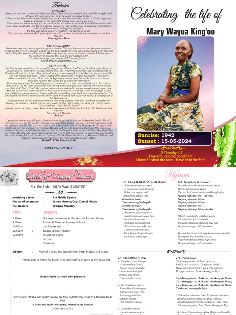 Eulogy for Mary Wayua King'oo | PDF | Theology | Spirituality