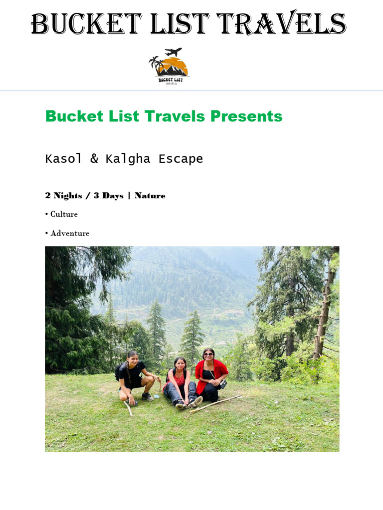 Bucket List Travels Presents | PDF