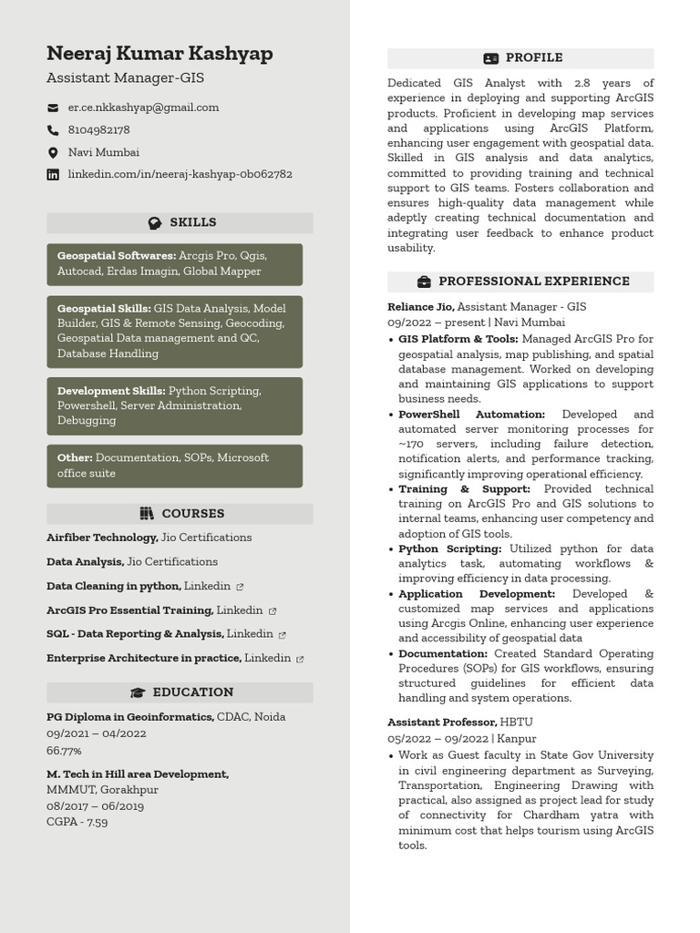 Neeraj-Kumar-Kashyap-FlowCV-Resume-20250220-1 2 | PDF | Arc Gis ...