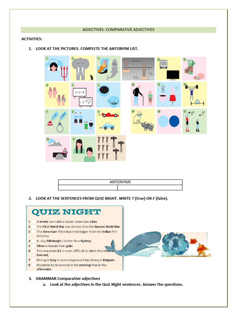 Comparative Adjectives Activities Guide | PDF