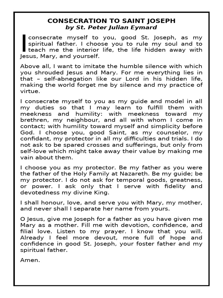 33-Day Consecration to St. Joseph Prayer | PDF