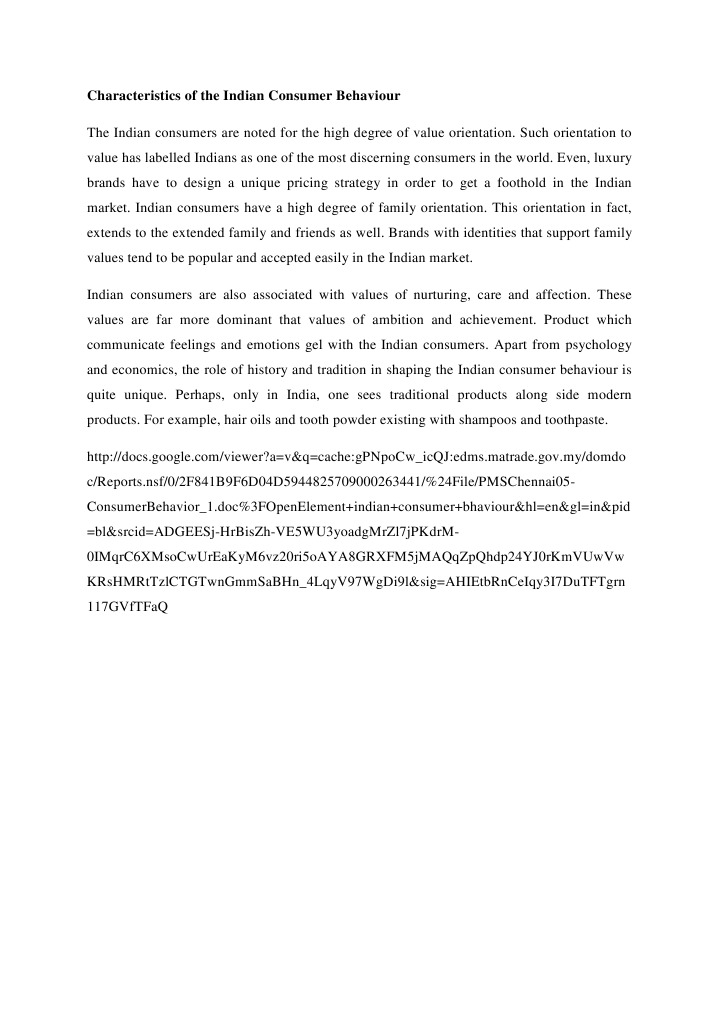 Characteristics of The Indian Consumer Behavior | PDF | Consumer ...