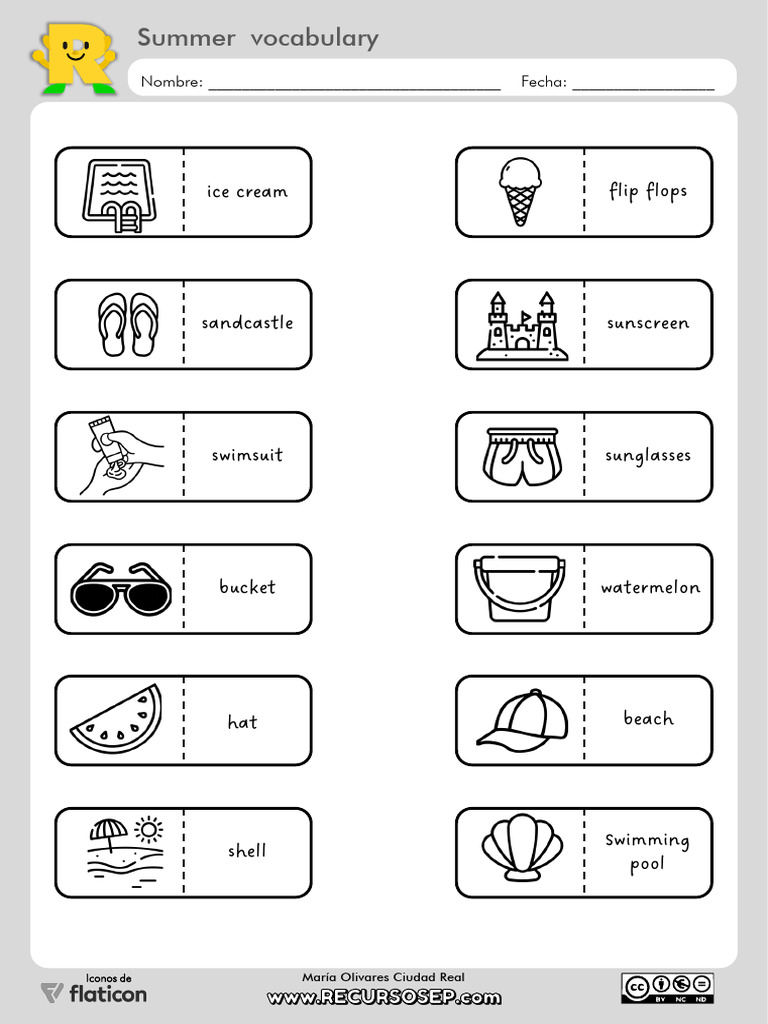 Domino Summer Vocabulary | PDF