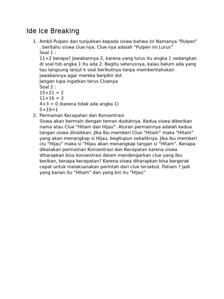 Ide Ice Breaking | PDF