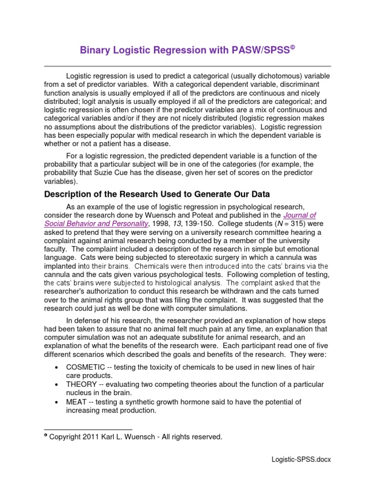 Logistic SPSS | Download Free PDF | Logistic Regression | Sensitivity And Specificity