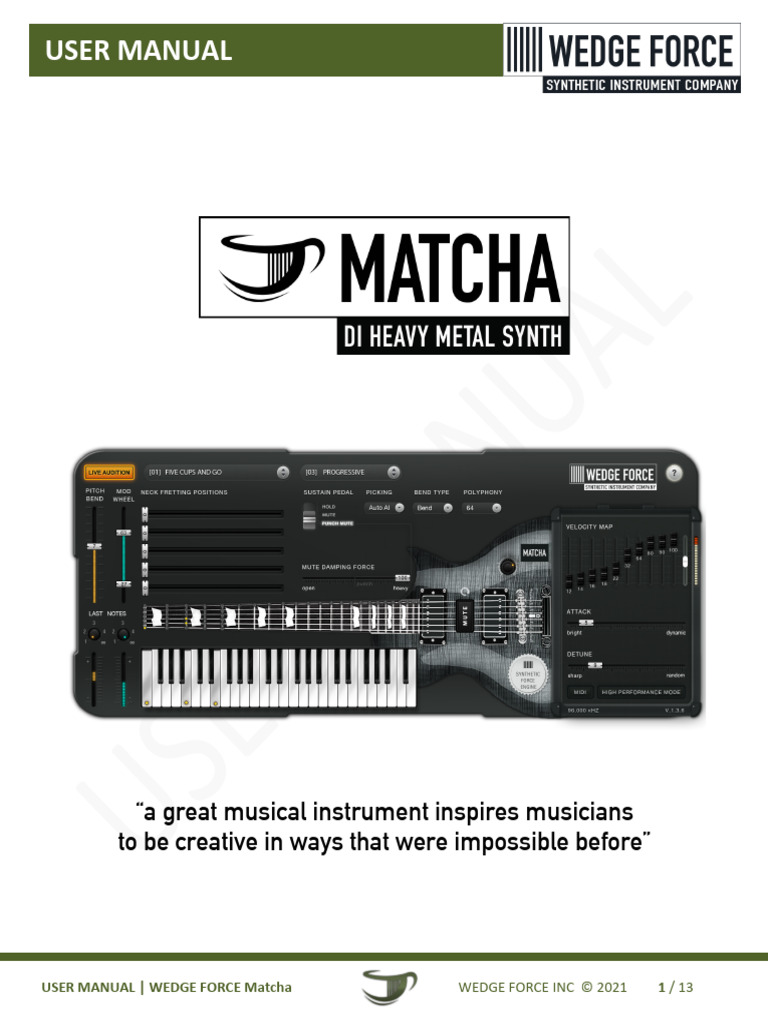 WEDGE FORCE Matcha User Manual | PDF | Guitars | String Instruments