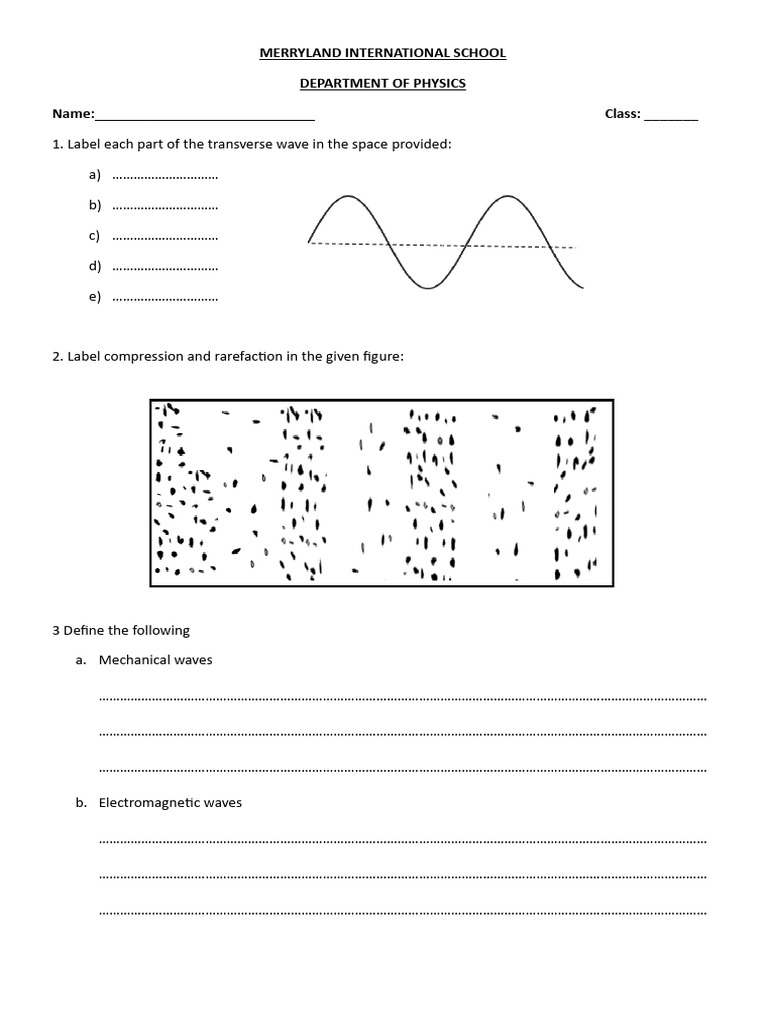 Physics Wave Concepts Worksheet | PDF