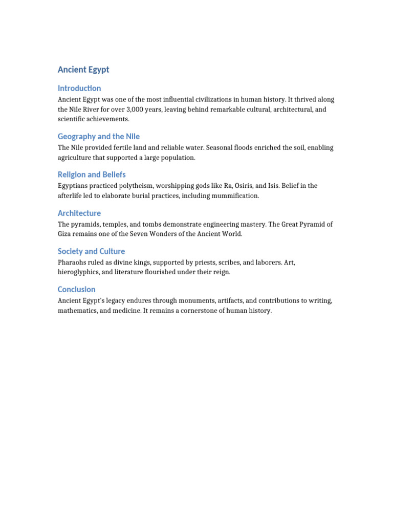 Overview of Ancient Egypt's Legacy | PDF