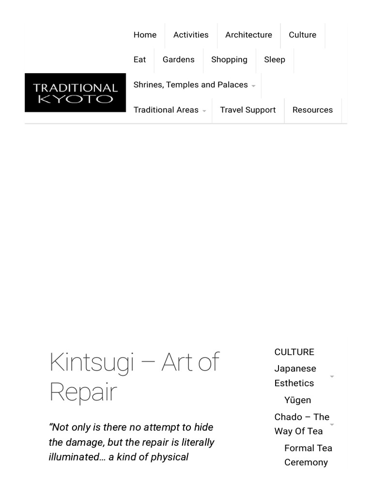 Kintsugi - Art of Repair - Traditional Kyoto | PDF | Japan