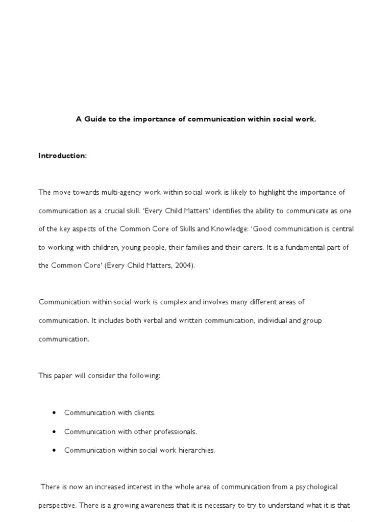 Understanding Communication in Social Work: The Importance of ...