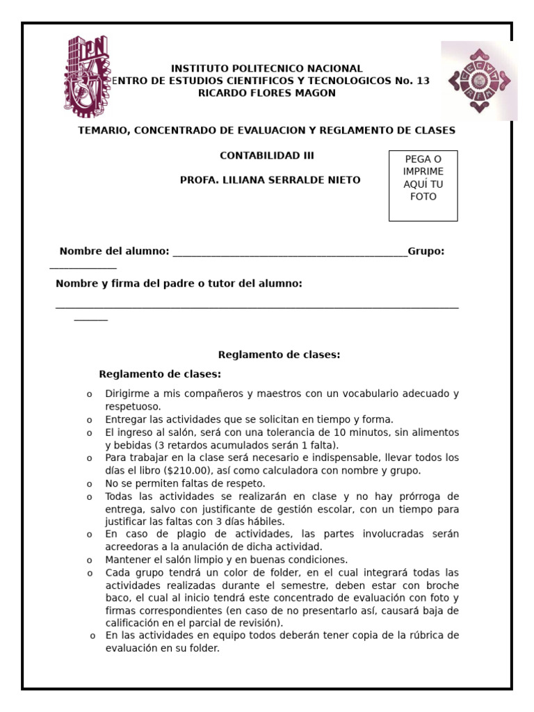 Conta 3 Concent Evaluacion y Temario 2026 (1) | PDF