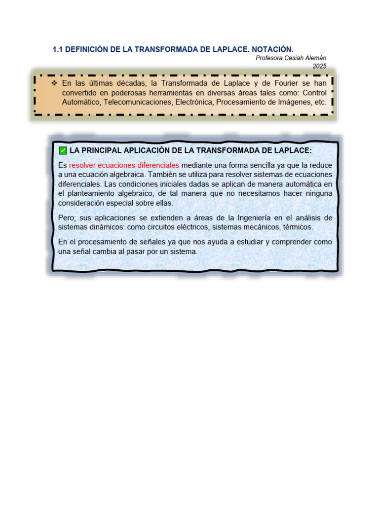 1.1 Definición de La Transformada de Lapace | PDF | Integral ...