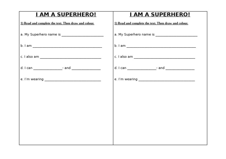 Superhero Identity Activity Sheet | PDF