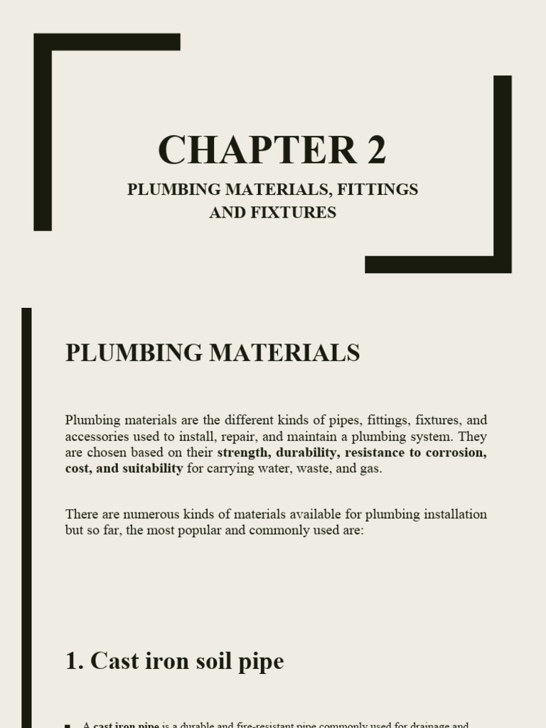 Plumbing Materials and Fixtures Guide | PDF | Pipe (Fluid Conveyance ...