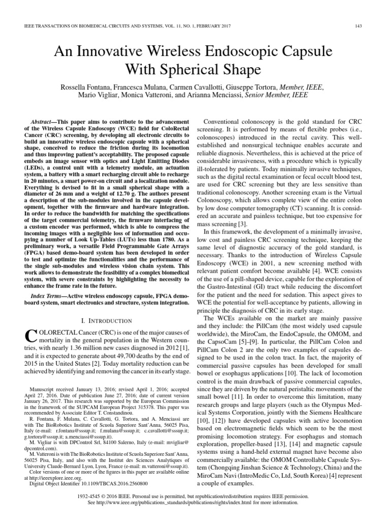 An Innovative Wireless Endoscopic Capsule With Spherical Shape | PDF ...