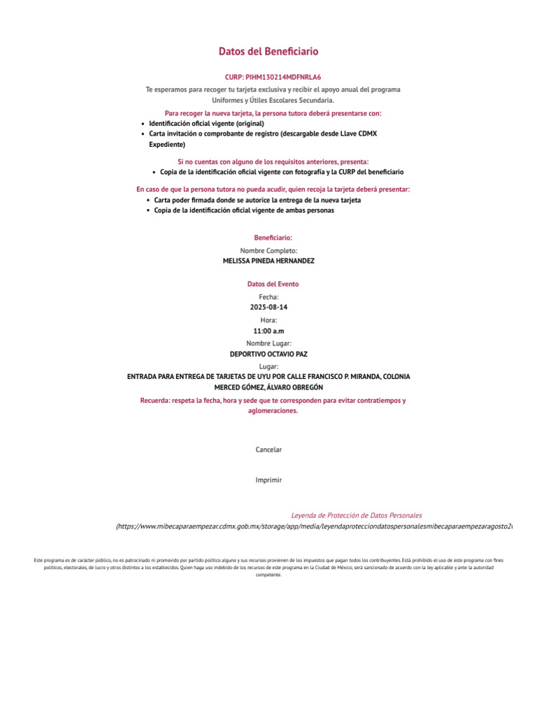 Entrega de Tarjetas de Uniformes y Útiles Escolares Secundaria (4) | PDF