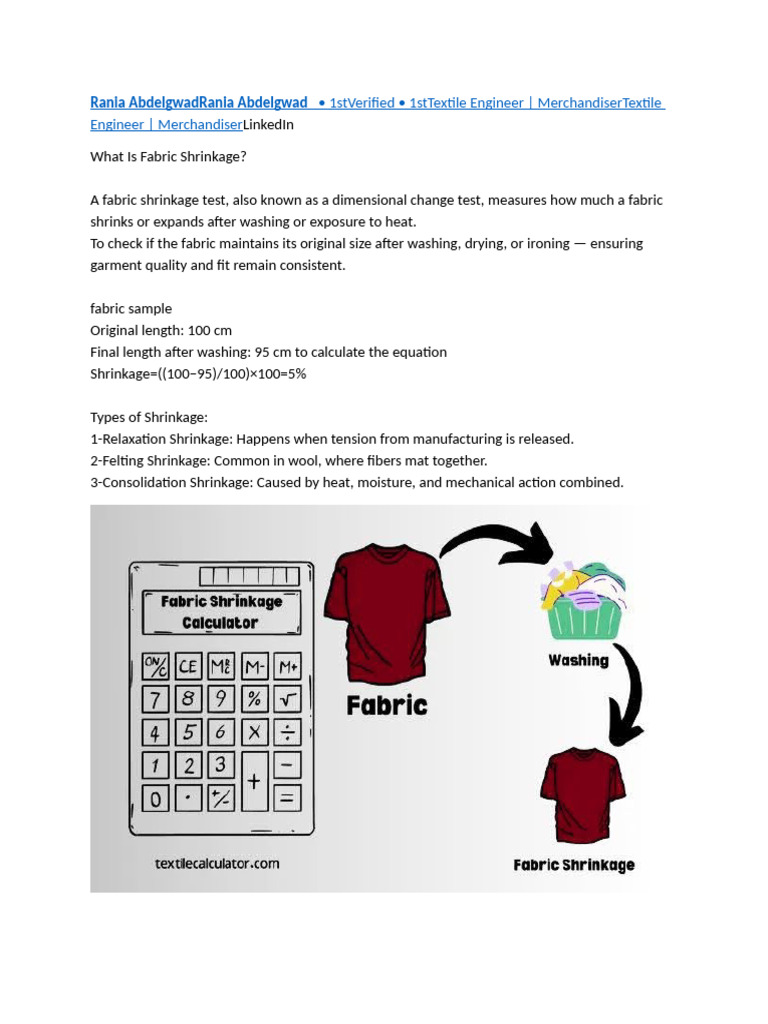 What Is Fabric Shrinkage | PDF