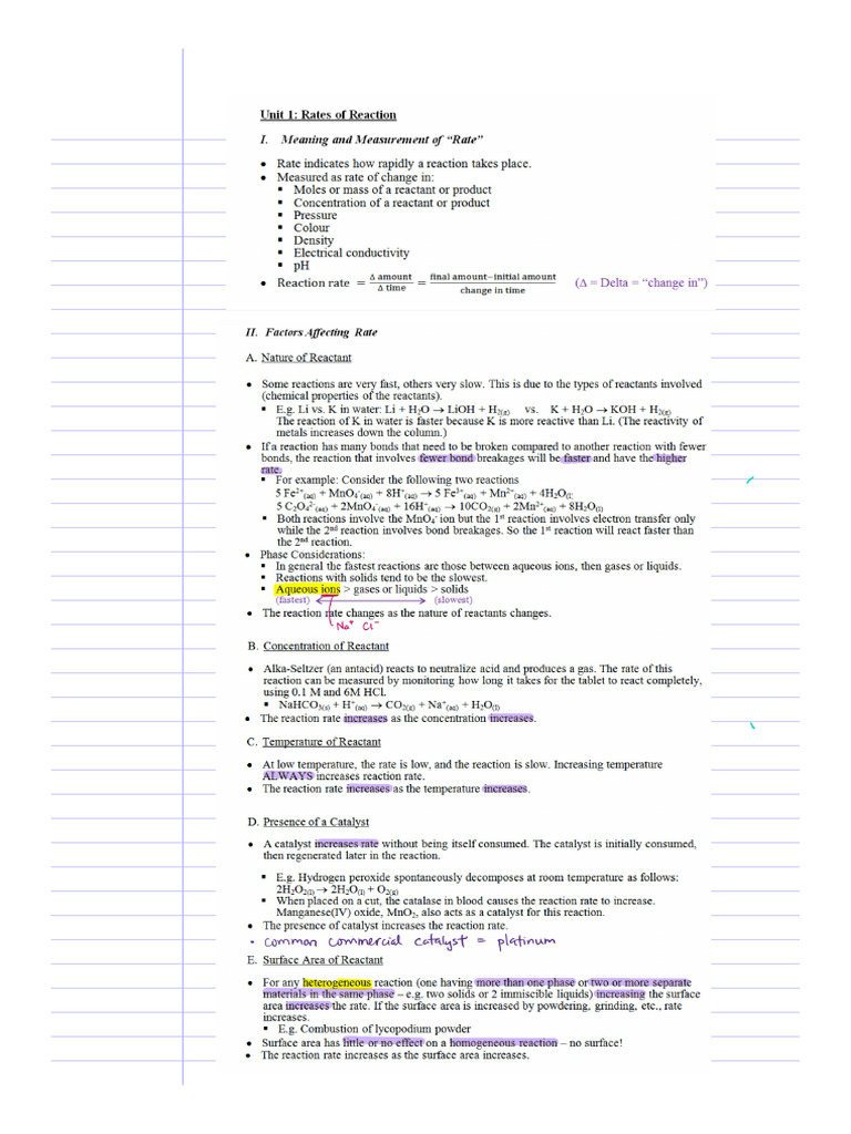 Unit 1 Rates of Reaction | PDF