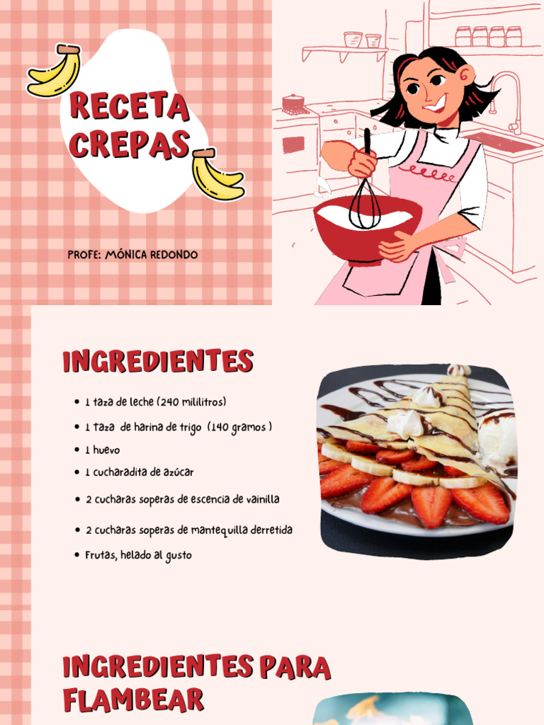 Receta de Crepas Dulces Flambeadas | PDF | Cocinando | Postres