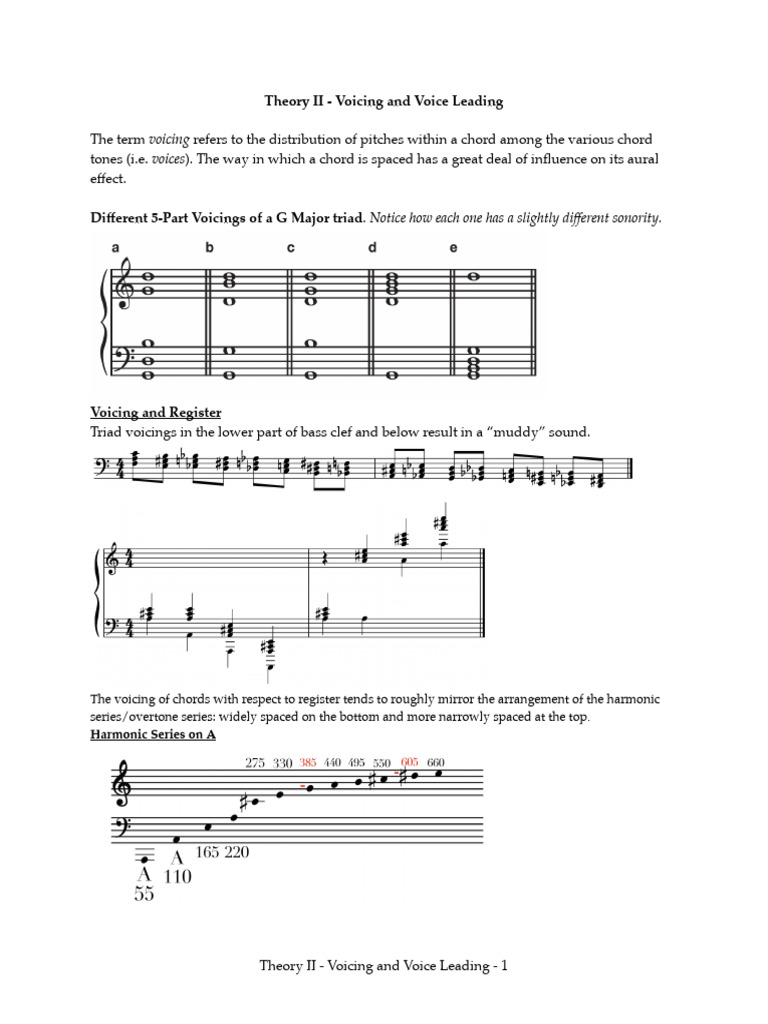 Voicing and Voice Leading Techniques | PDF | Chord (Music) | Harmony