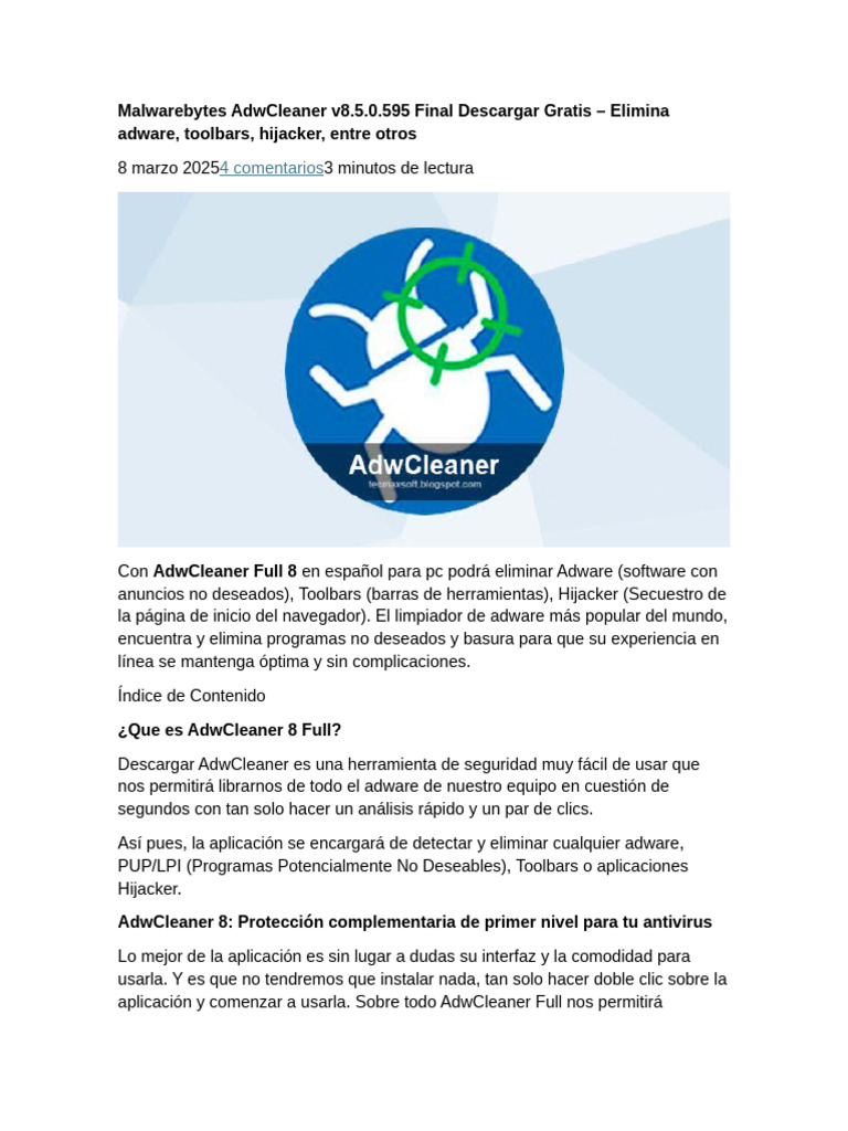 Malwarebytes AdwCleaner v8.5.0.595 Final Descargar Gratis - Elimina ...