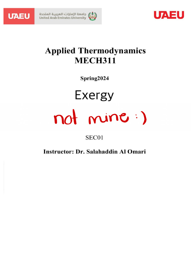Exergy Assigment | PDF