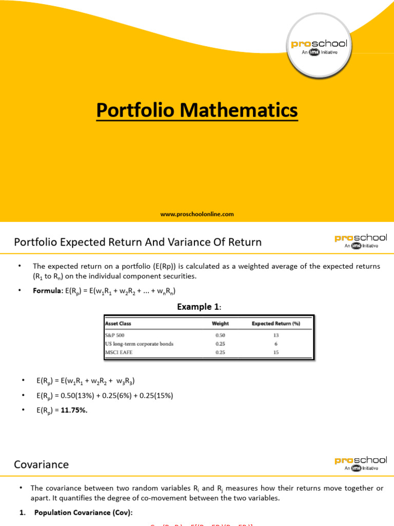 Portfolio Return and Risk Analysis | PDF | Modern Portfolio Theory ...