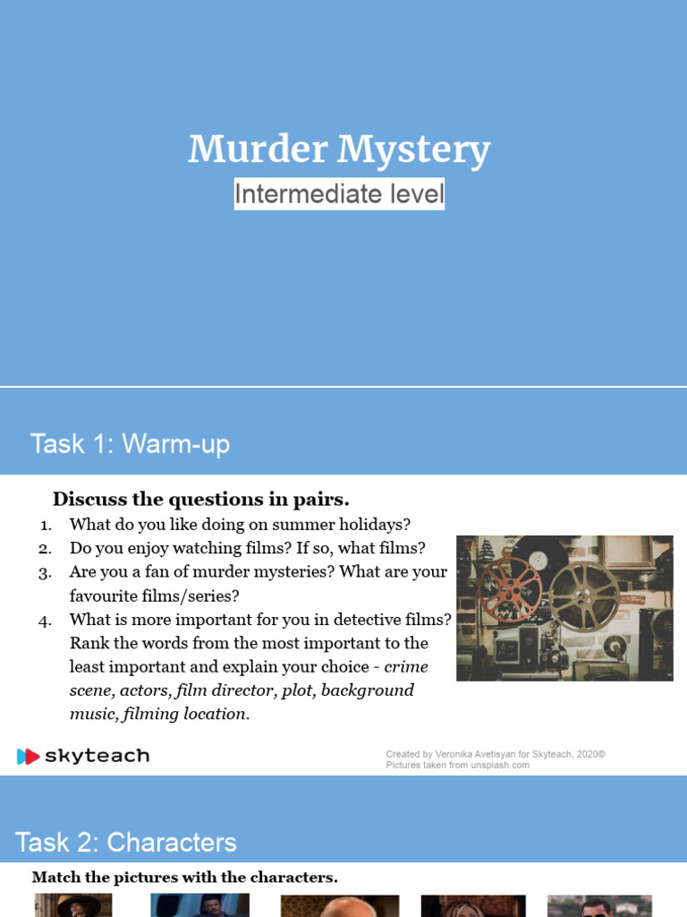 Film Discussion. Murder Mystery Worksheet | PDF