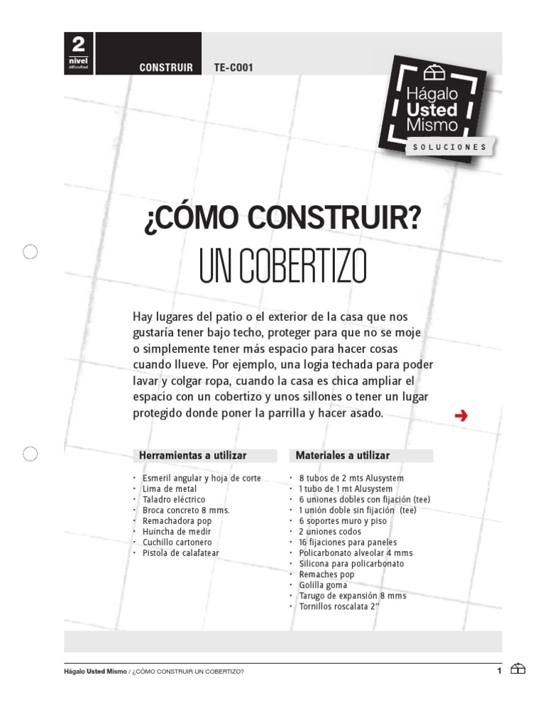 Construir Cobertizo | PDF | Herramientas | Aluminio