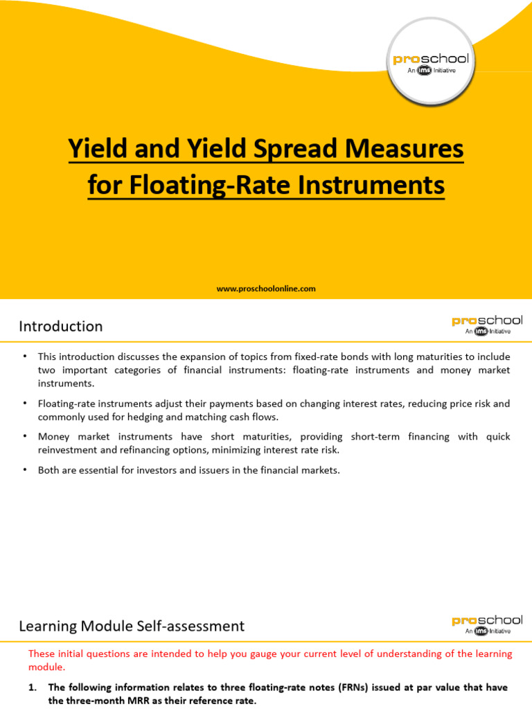 Yield and Yield Spread Measures For Floating-Rate Instruments | PDF ...