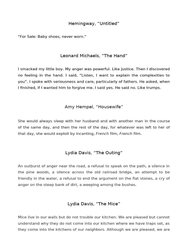 Very Short Short Stories | PDF