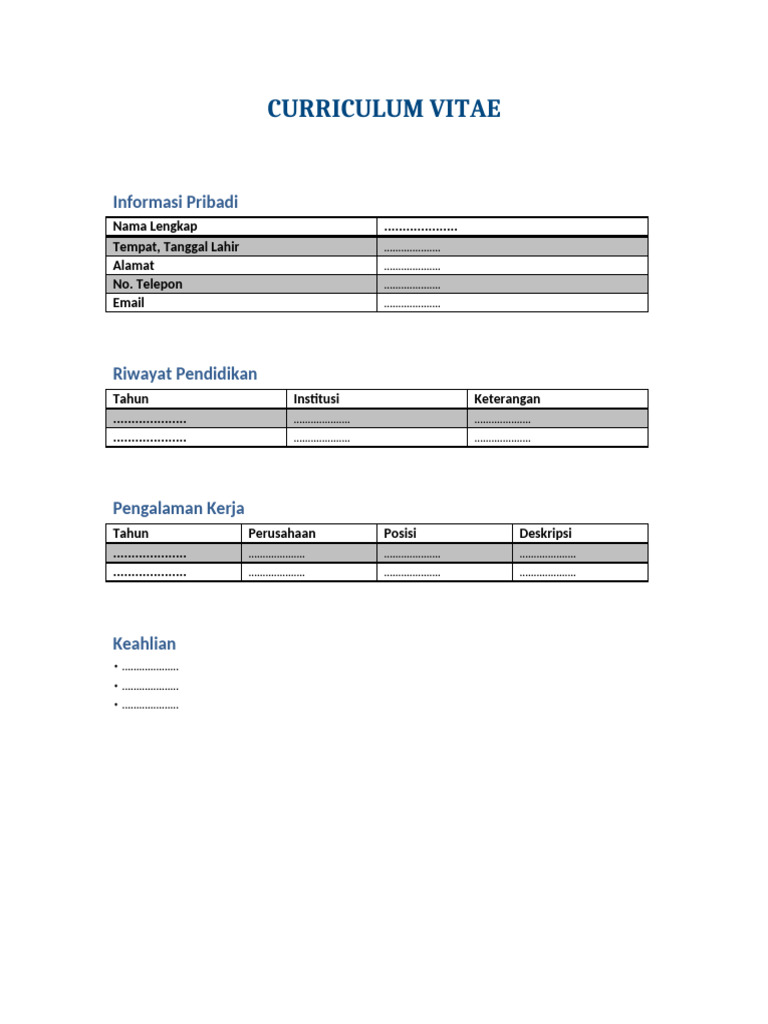 Desain CV Pengalaman Kerja Bagus | PDF