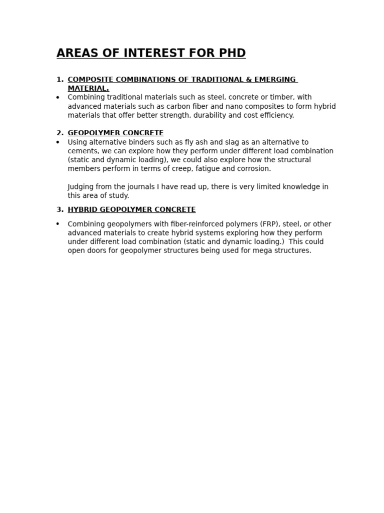 PHD Areas of Interest | PDF