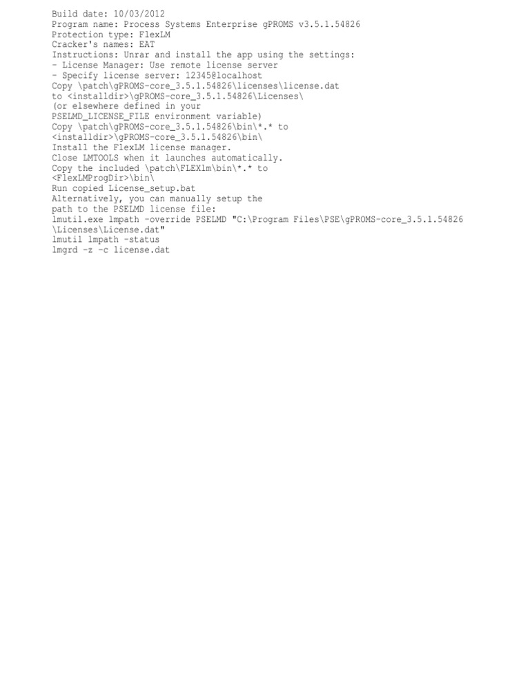 gPROMS v3.5.1 Installation Guide | PDF