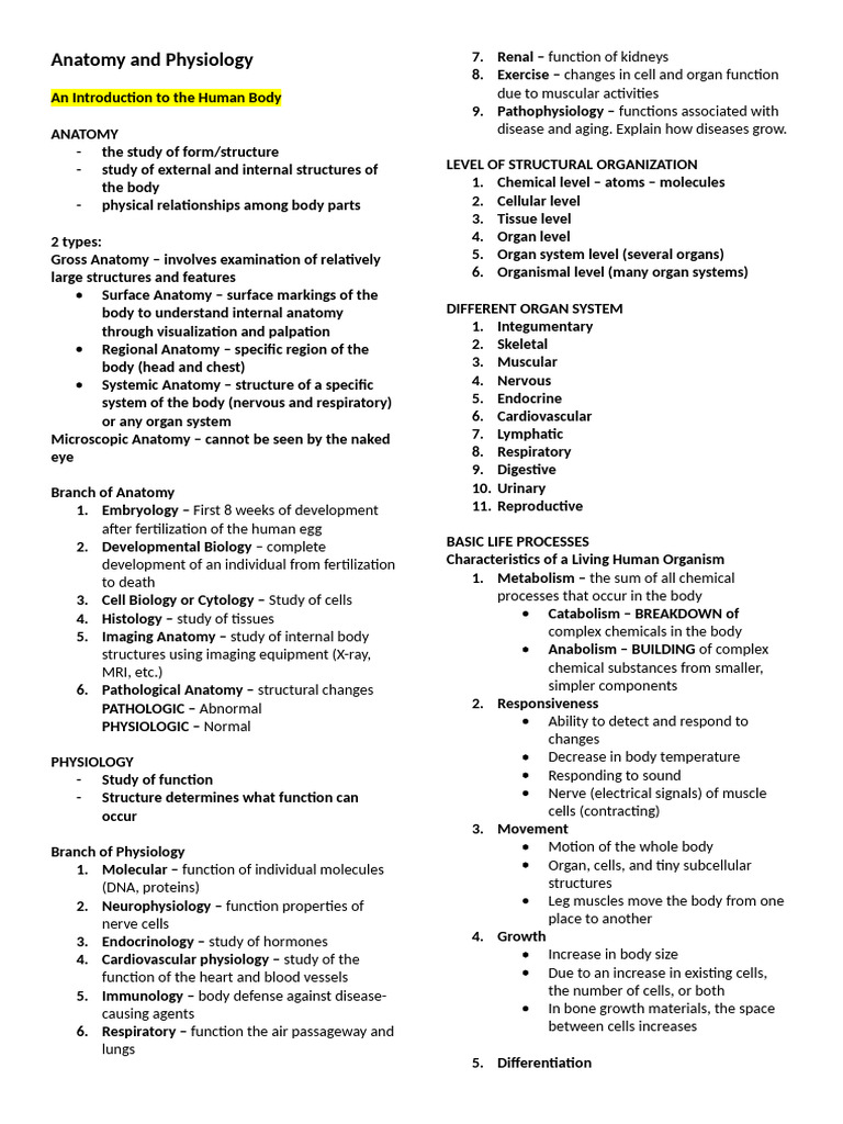 Human Anatomy and Physiology Overview | PDF | Human Body | Anatomy