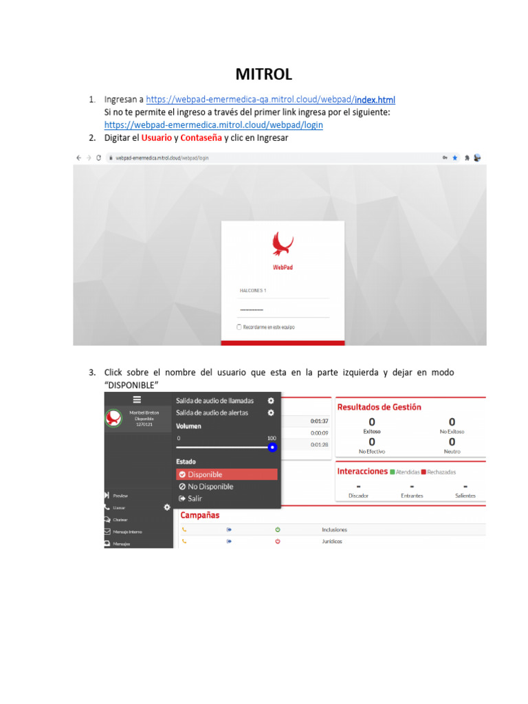 Instrucciones para uso de Webpad MITROL | PDF