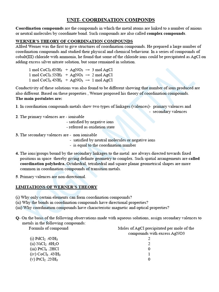 Coordination Compounds-No | PDF | Coordination Complex | Ligand