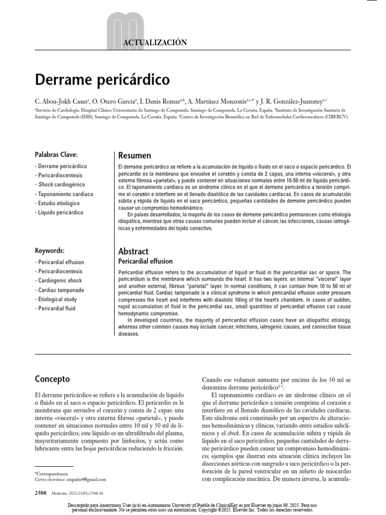 Derrame Pericárdico: Causas y Complicaciones | PDF | Sistema ...