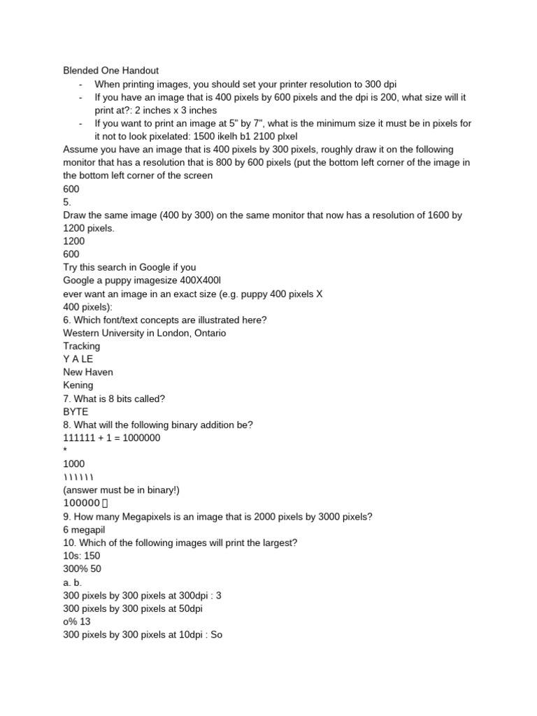 Quizzes + Review Sheet Questions | PDF | Pixel | Computing