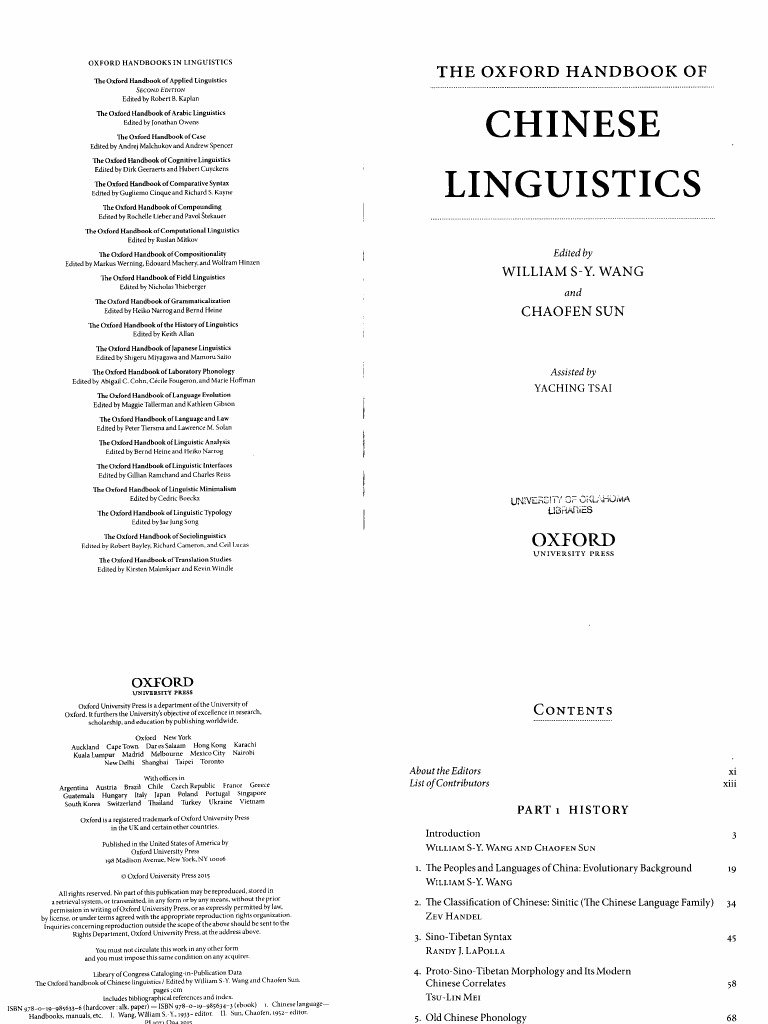 Oxford Handbook of Chinese Linguistics (2015) | PDF