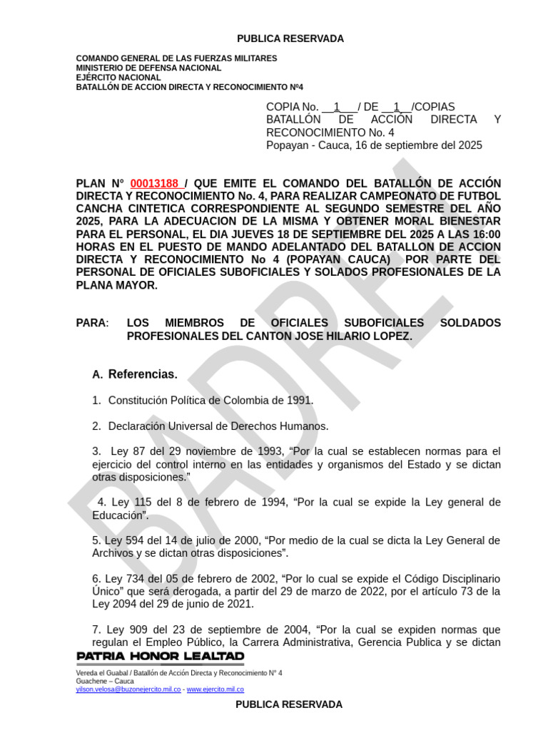 Plan No 00013188 Campeonato de Futbol Badre 4 | PDF | Institución ...