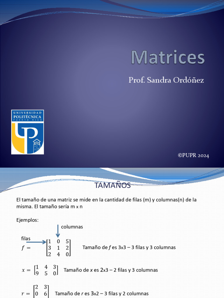 Tamaños y Operaciones de Matrices en MATLAB | PDF | Matriz (Matemáticas ...