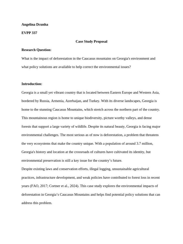 Editted Georgia Case Study Proposal | PDF | Deforestation | Forest Management