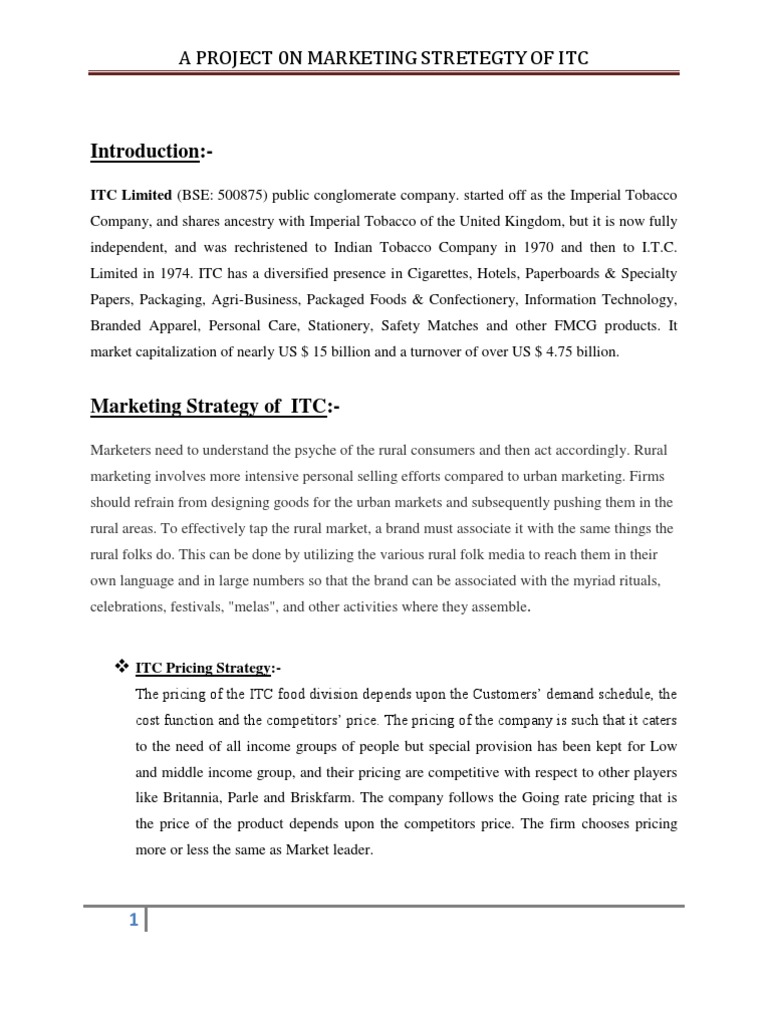 ITC Marketing Strategy Analysis Report | PDF | Brand | Marketing