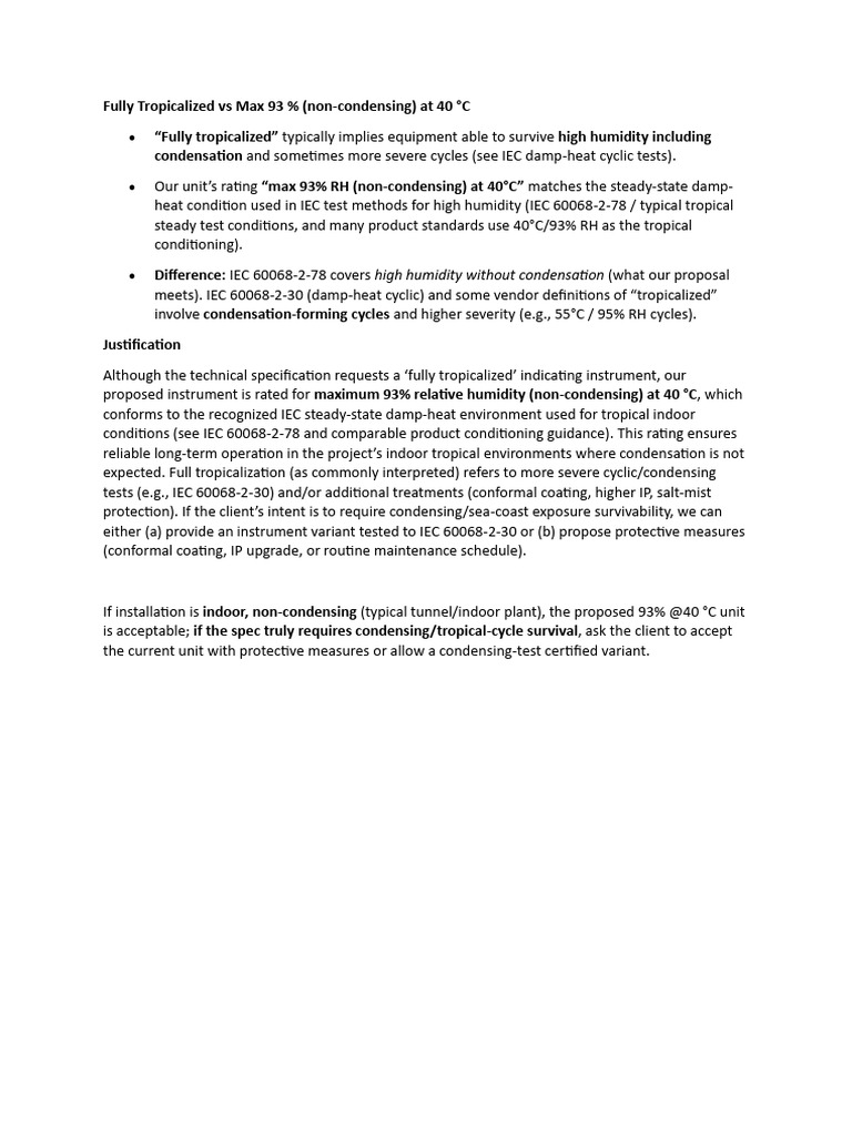 Fully Tropicalized vs Max 93 % (non-condensing) at 40 °C | PDF