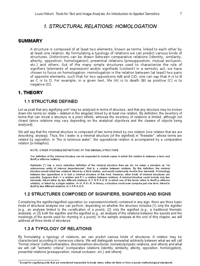 Structural Relations: Homologation: 1.1 Structure Defined | PDF ...