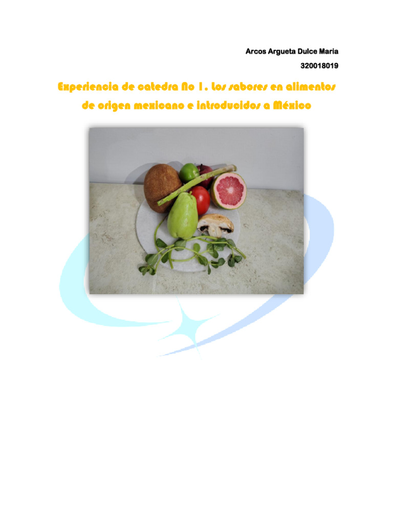 Arcos Argueta Dulce Maria - Experiencia de Catedra 1 | PDF | Alimentos ...