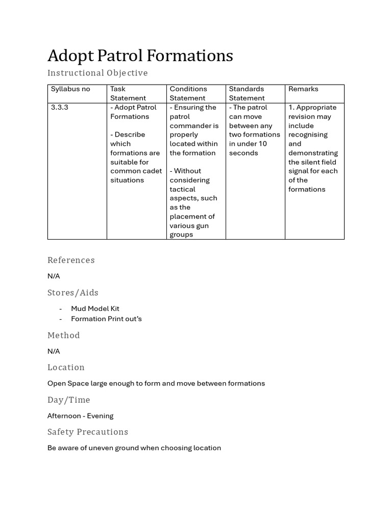 Adopt Patrol Formations | PDF | Learning | Cognition